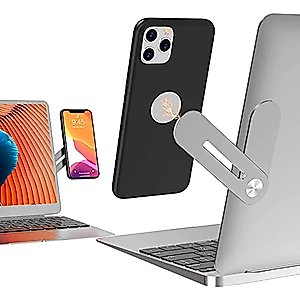 adjustable laptop phone holder magnetic - Premium Aluminum Adjustable Laptop Extension Holder Slim Portable Foldable Side Mount Clip Stand for smart Cell Phone Computer Laptop Extension Bracket