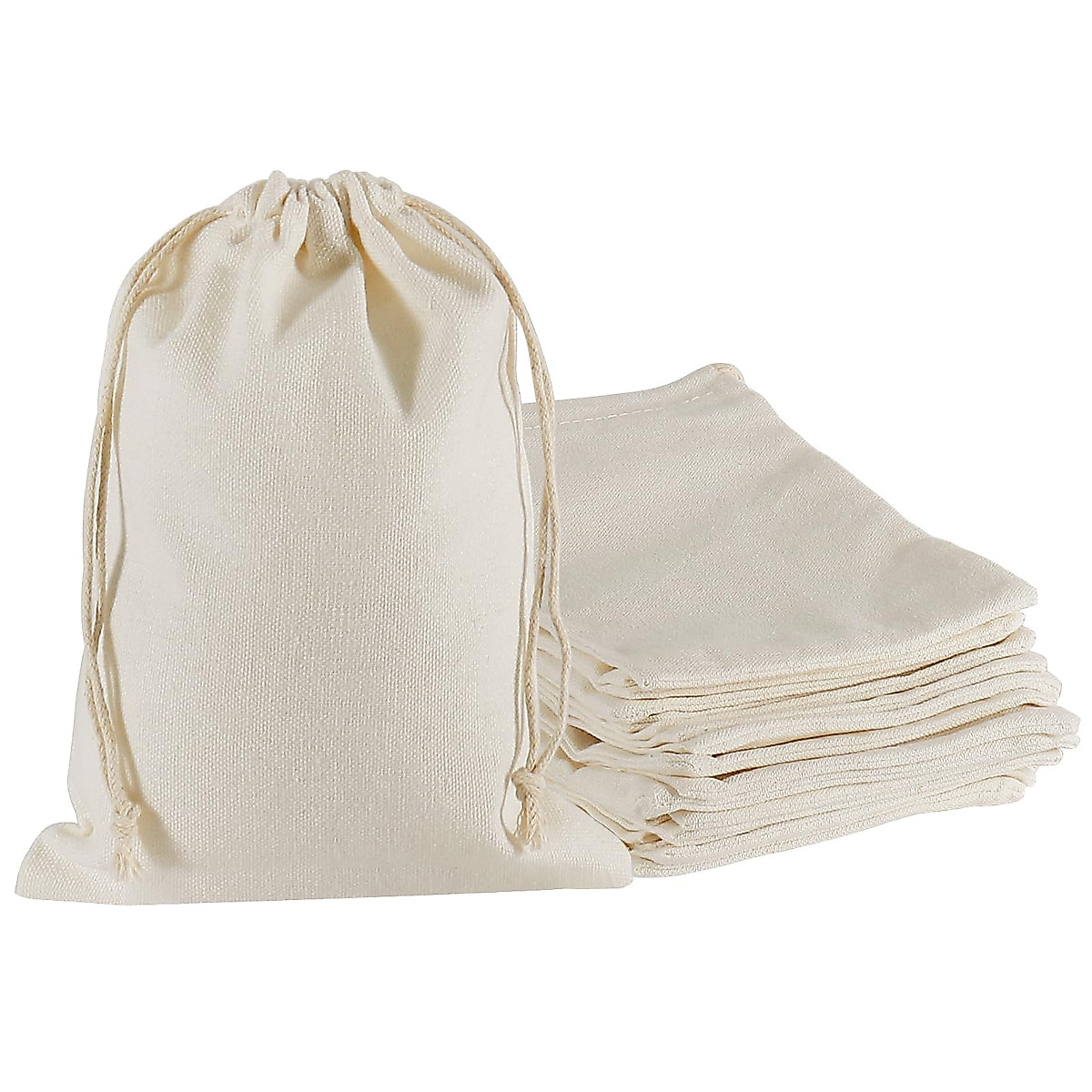 HRX Package 20pcs Muslin Bags 5x7 inch, Cotton Drawstring Pouches Sachet Bags for Gift Party Favors Jewelry DIY