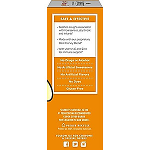 Zarbee's Naturals Children's Cough Syrup with Dark Honey, Natural Cherry Flavor, 4 Ounce Bottle