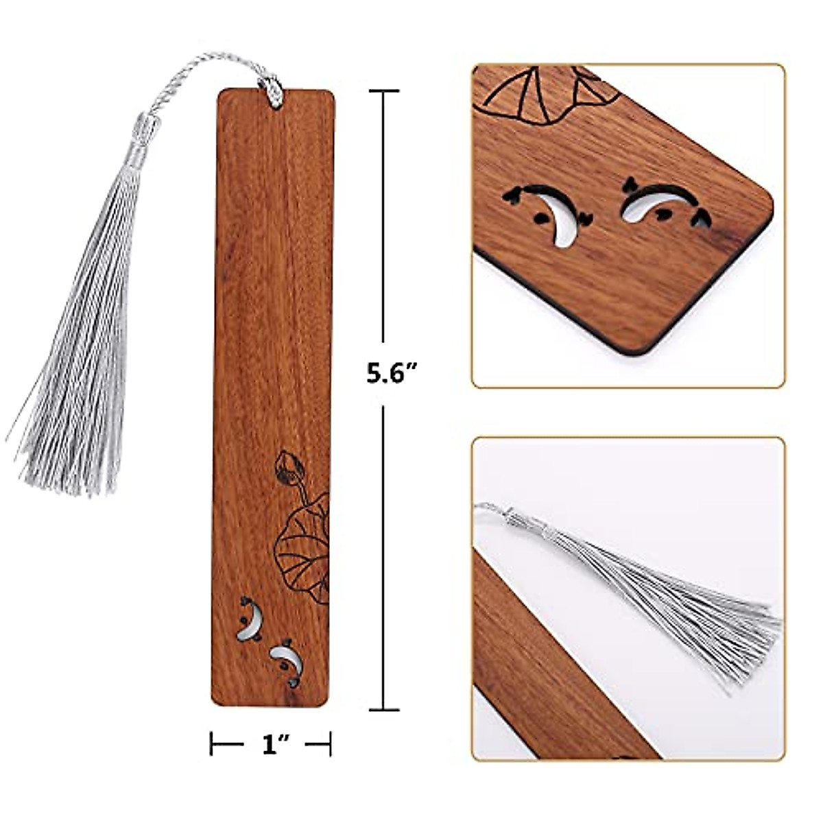 2 Pieces Wood Bookmark for Men Women Book Lovers,Handmade Natural Wooden Carving Bookmarks Box Set ,Unique Gifts for Holiday, Birthday , Teachers Appreciation