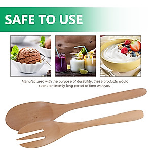 DOITOOL 1 Set 2pcs Salad Wooden Spoon Handy Wooden Utensils for Eating Salad Spoon Stirring Pasta Mixing Spoons Silverware Spoons Wooden Salad Bamboo Salad Hands Salad Woo Tableware Snack