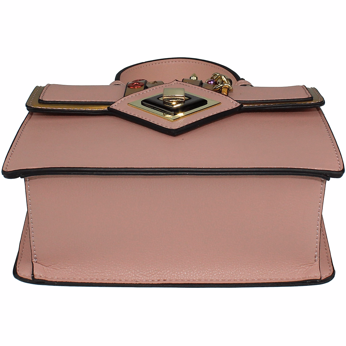 B BRENTANO Vegan Medium Crossbody Top Handle Purse with Metallic Trim (Blush Pink)