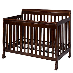 Costzon Baby Convertible Crib, Solid Wood Construction Toddler Nursery Bed (Dark Chocolate) , 53.5"(L) X 32"(W) X 41"(H)