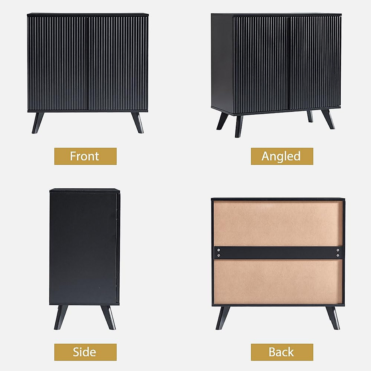 AFFEIVUL Black Accent Buffet Cabinet with Adjustable Shelves, Freestanding Sideboard with Double Doors for Hallway Entryway Living Room