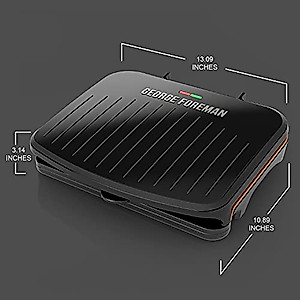 George Foreman 5-Serving Classic Plate Electric Indoor Grill and Panini Press, Space Saving Design, Black