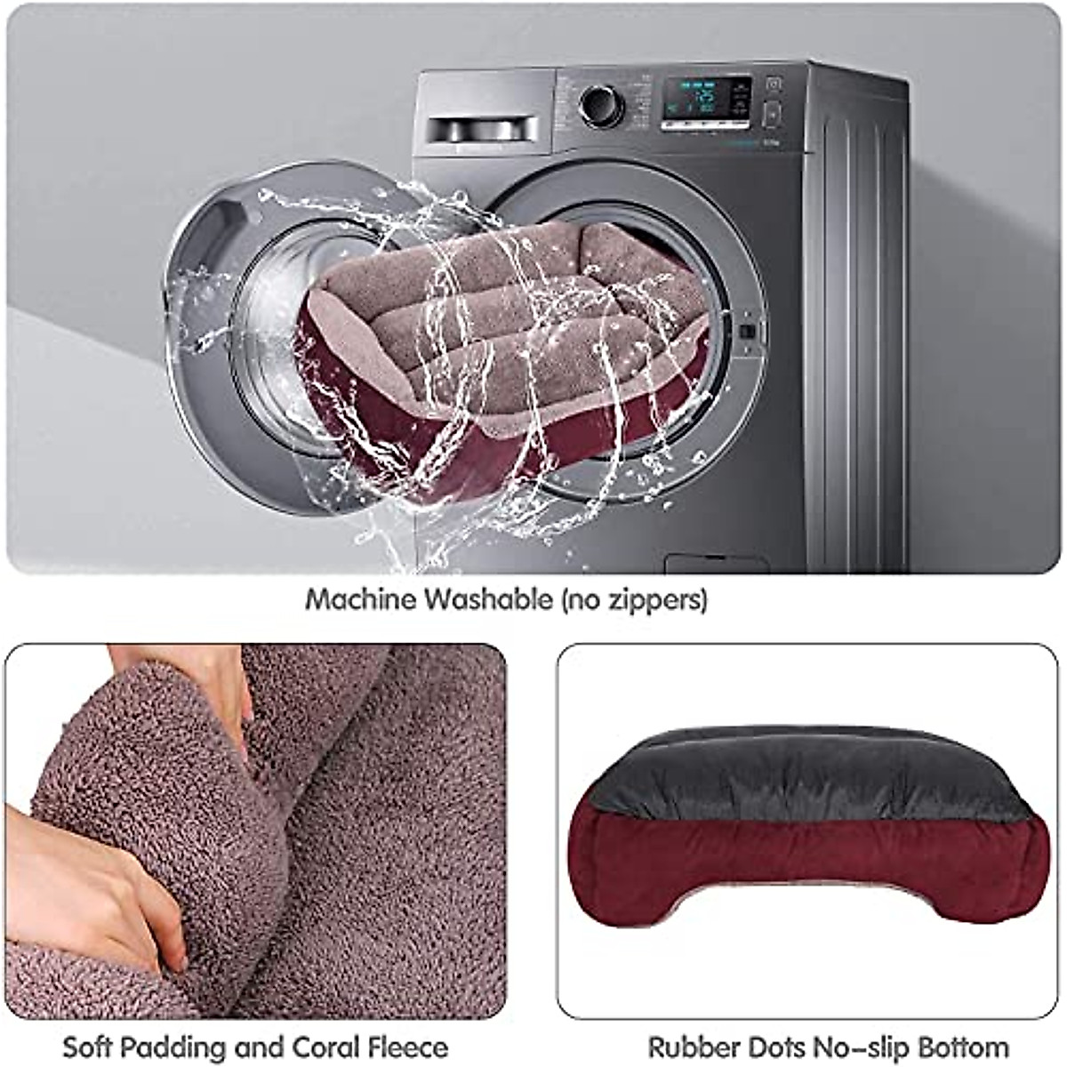 CLOUDZONE Dog Bed for Large Dogs, Large Dog Bed Machine Washable Rectangle Breathable Soft Padding with Nonskid Bottom Pet Bed for Medium and Large Dogs or Multiple