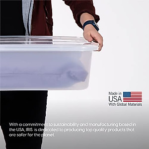 IRIS USA 50 Qt Plastic Under Bed Storage Bin with Lids and Durable Buckles, Multi-Purpose Container Box for Clothes, Shoes, and Duvets, Clear