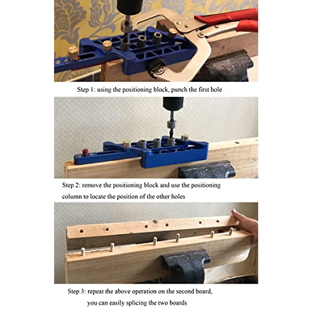 Update Self Centering Dowelling Jig Wood Dowel Hole Drilling Guide 1/4" 5/16" 3/8" Woodworking Positioner Locator