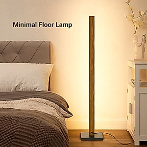EDISHINE Wooden Corner Floor Lamp, Sleek Dimmable LED Atmosphere Lamp, Minimalist Standing Mood Lighting for Living Room, Bedroom, Studio, Office, 3000K Warm Light, 46"