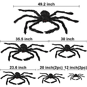 10 Pack Halloween Spider Decorations with 8 Giant Spider Halloween Spiders 400 sqft Stretch Cobwebs Spider Web 20 Small Plastic Spiders for Indoor Outdoor Halloween Decorations Yard Home Parties Décor