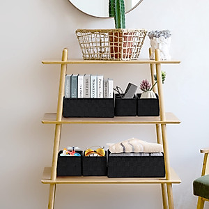 Posprica Woven Storage Baskets for Organizing 6 Pack, Large&Small Storage Cube Bins Set for Bathroom, Storage Boxes Container for Drawer, Closet, Shelf, Dresser, Black