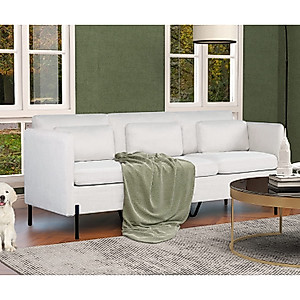 TYBOATLE Upholstered Modern Loveseat Sofa Couch with 2 Rectangular Pillows and Metal Legs, 55" W Fabric Comfy Couches for Living Room, Bedroom, Small Space, Apartment, Office (Cream Beige)