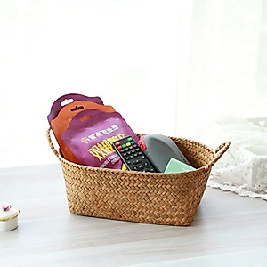 DOKOT Woven Baskets For Storage, Rattan Baskets With Handles For Kitchen, Wicker Baskets For Storage Organizer, Small Baskets for Fruits , Seagrass Baskets Set of 3