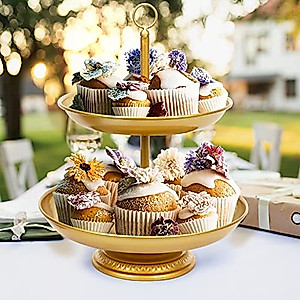 Gold Cake Stand for Dessert Table, 5PCS Metal Cake Stands Table Display Set, Pastry Trays, Wedding Cupcake Stand Set Pedestal/Display/Plate/Stands and Trays, Birthday Party Decorations for Tables