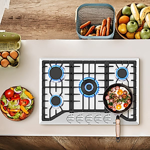 Gas Cooktop 30 Inch, GASLAND Chef 30'' Gas Stovetop, 5 Burners Gas Countertop, 41,300 BTU NG/LPG Convertible, 3.9 ft Cord Plug, 5 Italy Sabaf Sealed Burner, Auto Ignition, Thermocouple Protection