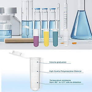 JIUWU Plastic Tube Vial Sample Storage Container 5ml Pack of 50