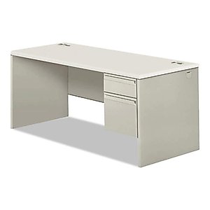HON 38000 Series Left Pedestal Desk, 66" X 30" X 30", Light Gray/Silver