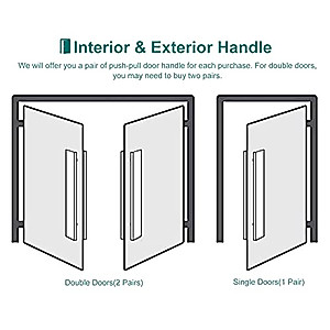 Sliding Barn Door Handles Push Pull Modern Interior/Exterior Door Handles,Double Sided Glass Doors Wooden Door Commercial Gates Handle H Shape,Easy to Install