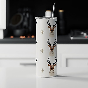 Cartoon Christmas Deer insulated tumblers，Cartoon Christmas Deer coffee cup Gift，Cartoon Christmas Deer Drinking Glasses-Tea Cup-Coffee Mug tumbler with lid and straw 20 oz insulated tumbler cups