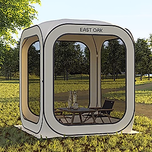 EAST OAK Screen House Tent Pop-Up, Portable Screen Room Canopy Instant Screen Tent 6 x 6 FT with Carry Bag for Patio, Backyard, Deck & Outdoor Activities, Beige