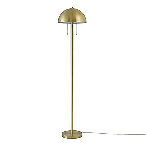 Novogratz x Globe Electric 65786 Haydel 60" 2-Light Floor Lamp, Matte Brass, Double On/Off Pull Chain, Bulb Not Included