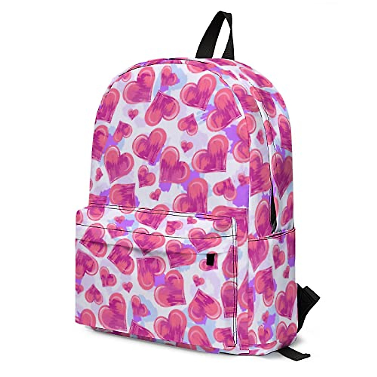 Travel Backpack Pink Love Hearts Backpacks Laptop Backpacks Lightweight Daypack Mini Backpack For Boys Girls 16 Inch