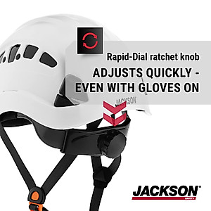 Jackson Safety CH400V Climbing-Style Hard Hat - Vented Construction Helmet with Chin Strap & Cup - ANSI Z89.1 & OSHA Compliant - (Multiple Colors)