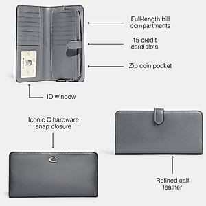 Coach Smooth Leather Skinny Wallet, Grey Blue