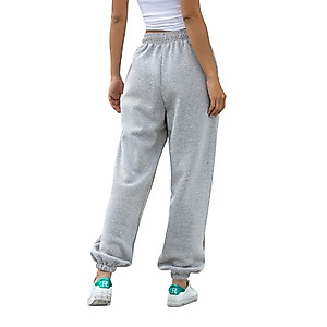 Grey Sweatpants for Women Cinch Bottom College Sweatpants Outfits Drawstring Active High Waisted Sporty Gym Athletic Fit Jogger Baggy Lounge Pants with Pockets Gray S