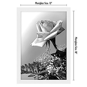 Americanflat 12x18 Poster Frame in White - Photo Frame with Engineered Wood Frame and Polished Plexiglass Cover - Horizontal and Vertical Formats for Wall with Built-in Hanging Hardware