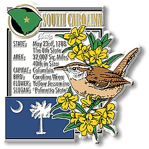 South Carolina State Montage Magnet by Classic Magnets, 2.8" x 3.3", Collectible Souvenirs Made in The USA