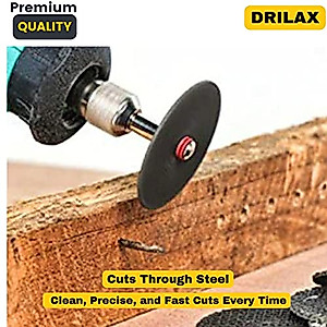 Fiberglass Reinforced Cut-Off Wheels 50 Pieces 1 1/4 inch Diameter Abrasive Cutting Tool Disc with (4) 402 Mandrels Included Rotary Discs Compatible with Dremel 426 426b