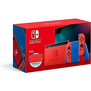 Newest Nintendo Switch Mario Red & Blue Edition 32GB Console Red Joy-Con, WiFi, Bluetooth, HDMI, Extra External 64GB Storage and Ultimate 18-in-1 Case