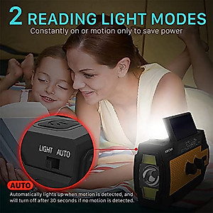 FosPower 4000mAh NOAA Emergency Weather Radio (Model A3) Portable Power Bank, Solar Charging, Hand Crank & Battery Operated, SOS Alarm, Motion Sensor Setting, AM/FM & Flashlight for Outdoor Emergency