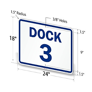 SmartSign "Dock 3" Dock Number Sign | 18" x 24" 3M Engineer Grade Reflective Aluminum