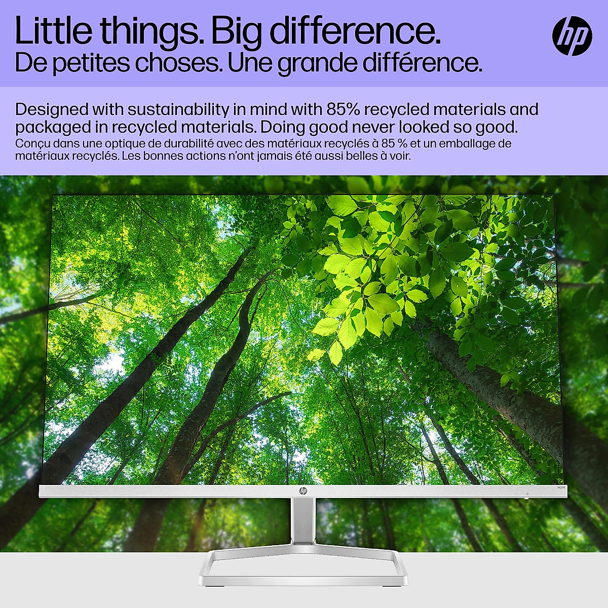 HP Series 5 524sf Monitor 94C17AA#ABA (Replaces M24f) 24" FHD IPS (1920x1080) Display, 1x HDMI, 1x VGA, Flicker-Free, Ideal for Home & Business, Black/Silver