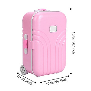 Baby Suitcase Play Toy, Cute Mini Travel Suitcase Box Plastic Rolling Suitcase Mini Luggage Box Play Accessoriespiece 15.5 x 10.5 x 7cm (Pink)