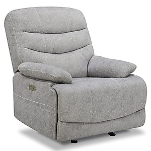 CHITA Power Recliner Chairs for Small Spaces, Glider Recliner Chair for Living Room with USB Charge Ports, Faux Fur, Light Grey