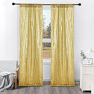 BEDDEB Gold Sequin Backdrop Curtain, 2PCS 2FTx8FT Glitter Backdrop Curtain for Christmas, Birthday, Wedding, Party Decoration