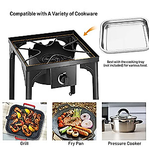 Giantex Outdoor Single Burner Stove, High Pressure Burner Stand Max. 100,000 BTU, 0-20 PSI Regulator Detachable Legs, Portable Propane Grill Burner Stove for Camping Picnic Cookout