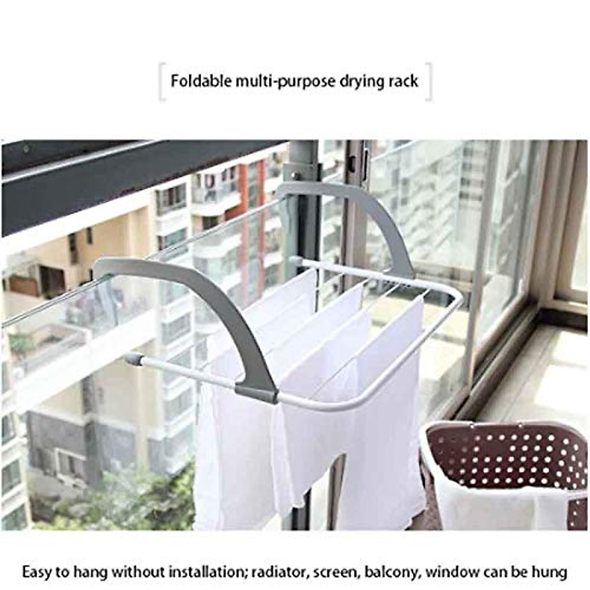 JEONSWOD Clothes Hanger Window Balcony Window Sill Drying Rack Folding Hanging Clothes Rack Balcony Drying Shoe Clothes Rack