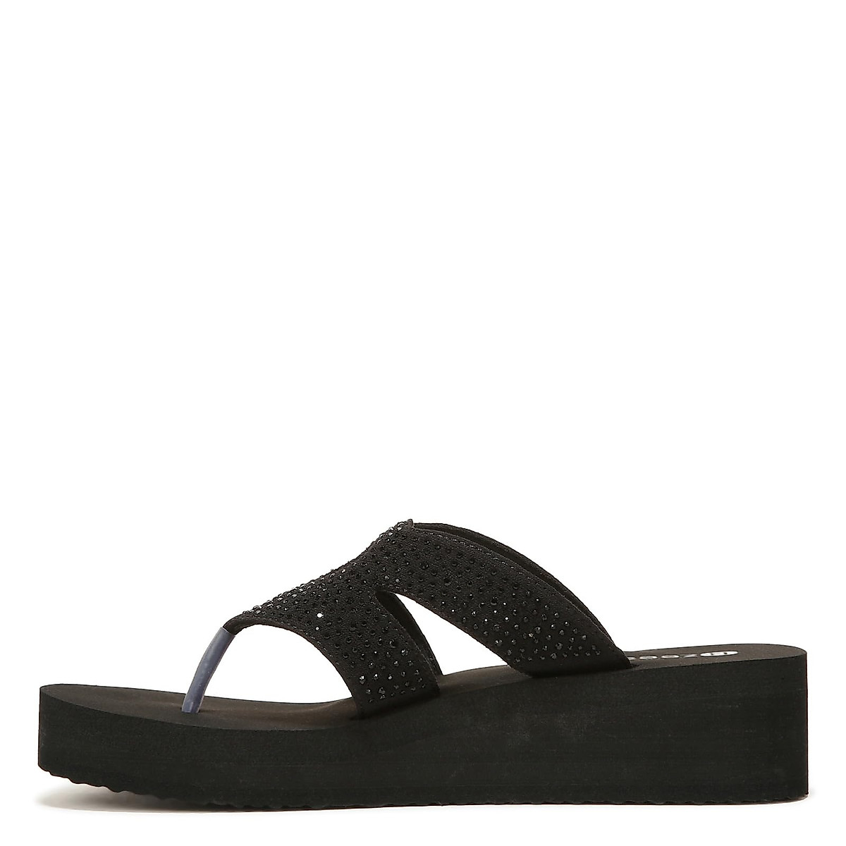 BZees Womens Rio Thong Sandal Black Rhinestone 10 M