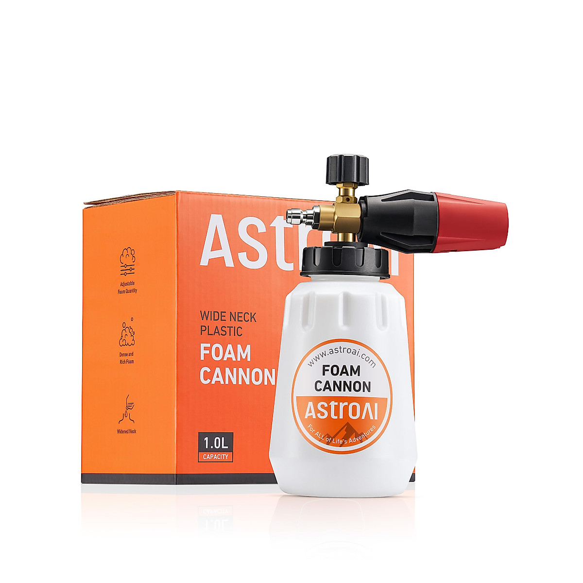 AstroAI Wide Neck Foam Cannon Aluminum, 1.0mm Orifice, Red