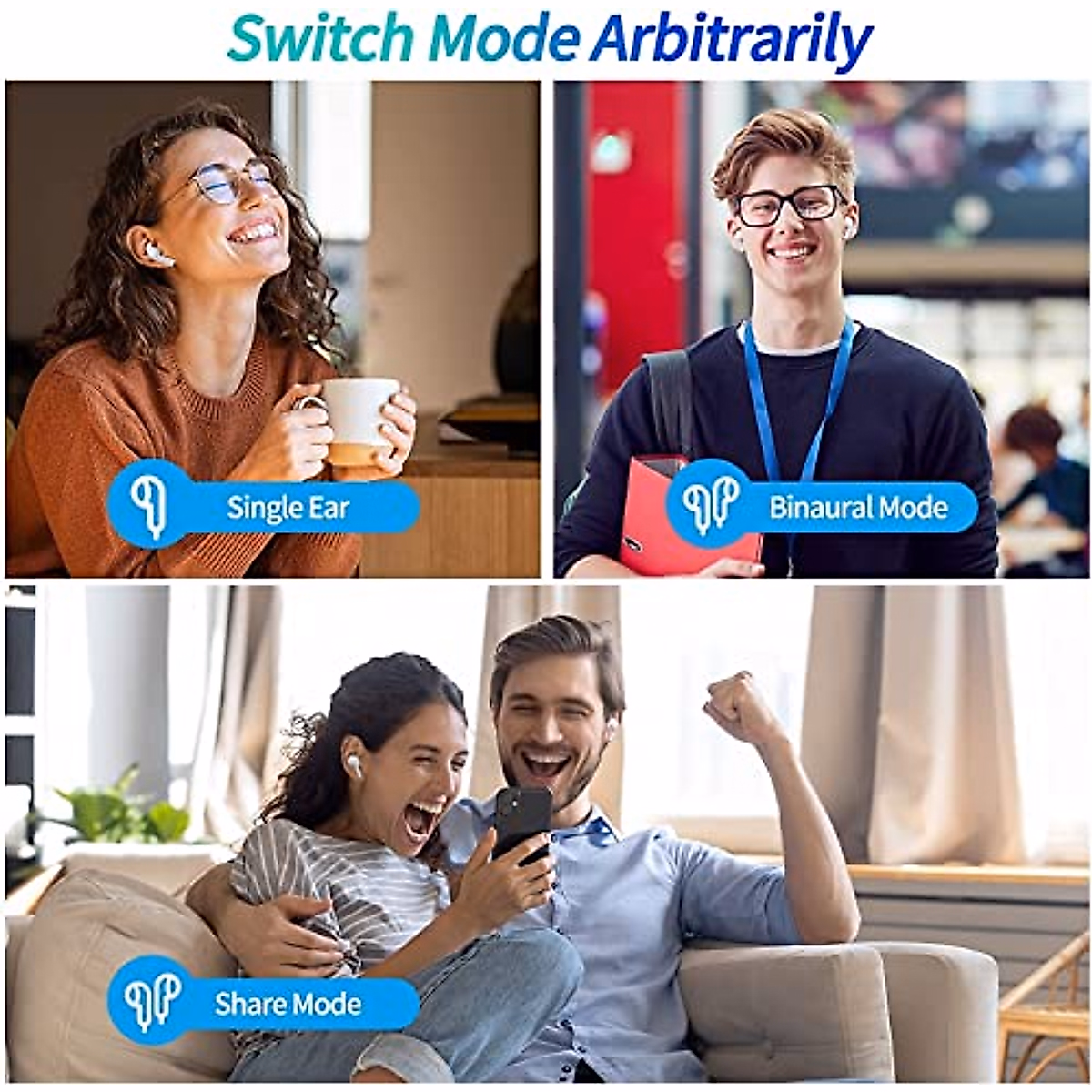 Wireless Headphones,Bluetooth 5.2 Wireless Headphones with Charging Case,IPX8 Waterproof Stereo Headphones,Built-in Microphone,Bluetooth Headphones for iPhone/Samsung/Android/iOS,Wireless Earbuds