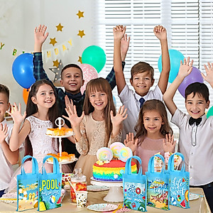 24 Pcs Summer Pool Party Reusable Gift Bags Beach Ball Party Goodie Bags Summer Beach Themed Party Decorations Treat Bags Non Woven Tote Bags for Baby Shower Kids Birthday Supplies
