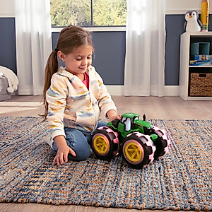 Monster Treads Lightning Wheels Light Up Tractor Deluxe - John Deere Tractor Toys - Light Up Monster Truck Tractor with Rainbow Lights and Sounds Medium