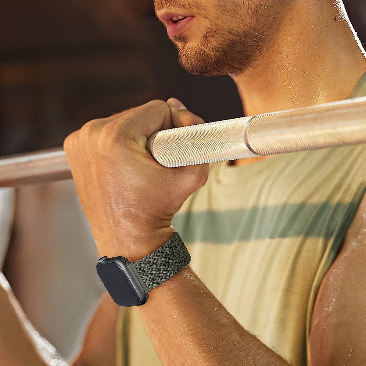 DaQin 4 Pack Braided Solo Loop Bands Compatible with Apple Watch Band 38mm 40mm 41mm Women Men, Adjustable Stretchy Nylon Bands Elastic Sport Wristbands for iWatch Series 10 9 8 7 6 5 4 3 2 1 SE Ultra