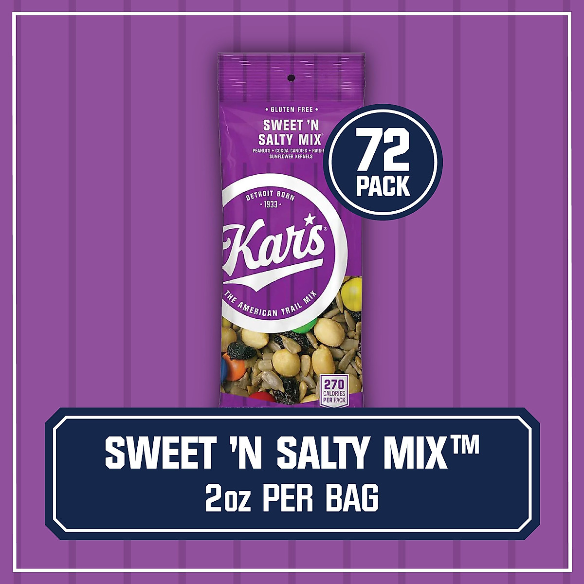 Kar’s Nuts Original Sweet ‘N Salty Trail Mix, 2 oz Individual Snack Packs – Bulk Pack of 72, Gluten-Free Snacks