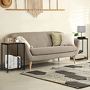 DOMYDEVM Nightstand Black Set of 2, Modern Side End Table, 2 Tier Small Bedside Desk with Storage Shelf for Bedroom Living Room Farmhouse, Printer Table Computer Tower Stand for Office Under Desk