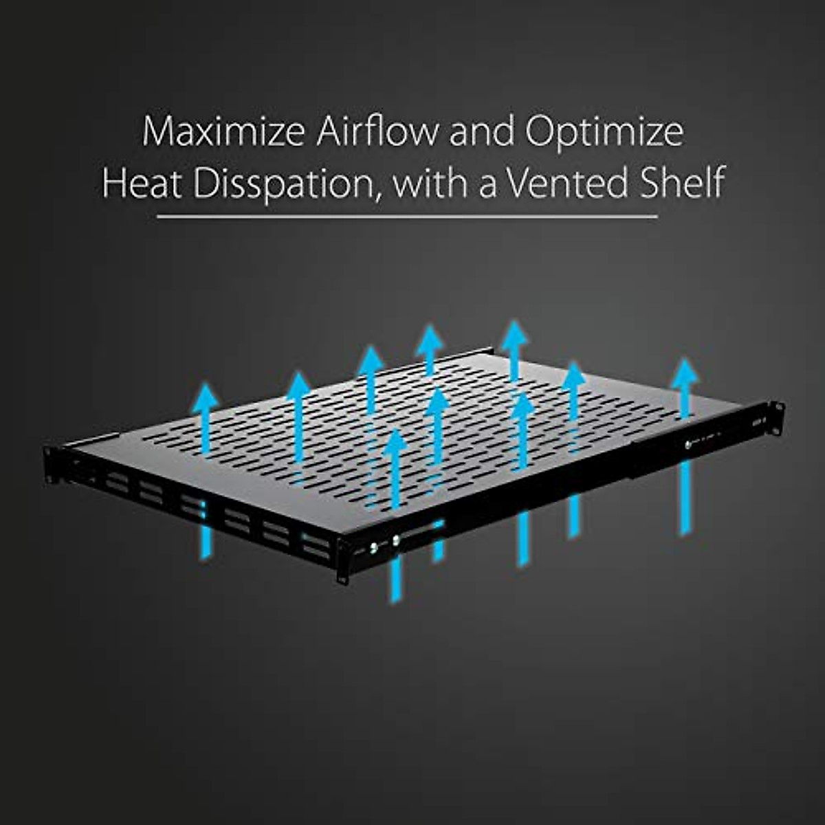 StarTech.com 1U Adjustable Vented Server Rack Mount Shelf - 175lbs - 19.5 to 38in Adjustable Mounting Depth Universal Tray for 19" AV/ Network Equipment Rack - 27.5in Deep , TAA (ADJSHELF)